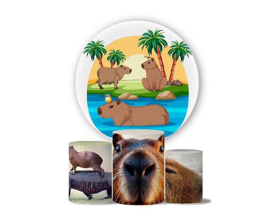 Kit Painel Cilindro Tema Capivara 3 | ESTAMPARIA NET