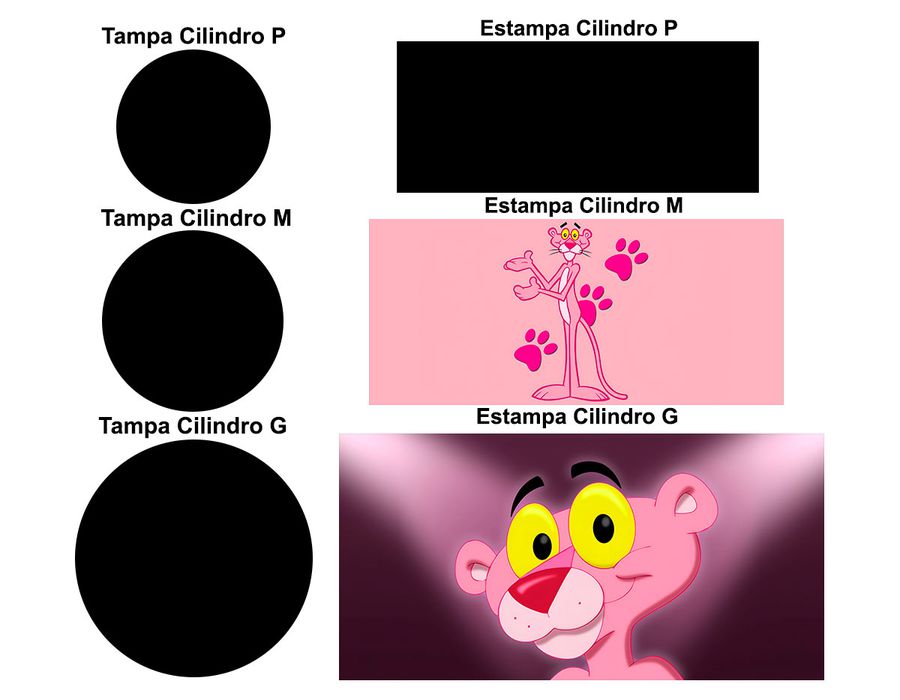 Trio Capas Cilindros + Painel Pantera Cor de Rosa Veste Fácil ...