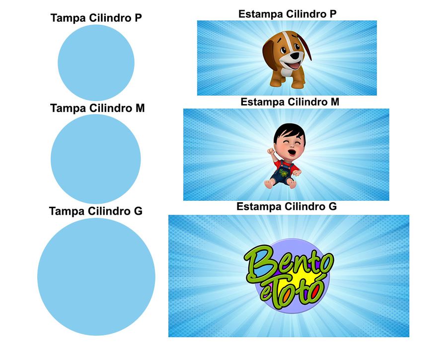 Trio Capas Cilindros + Painel Tema Bento e Totó Veste Fácil ...