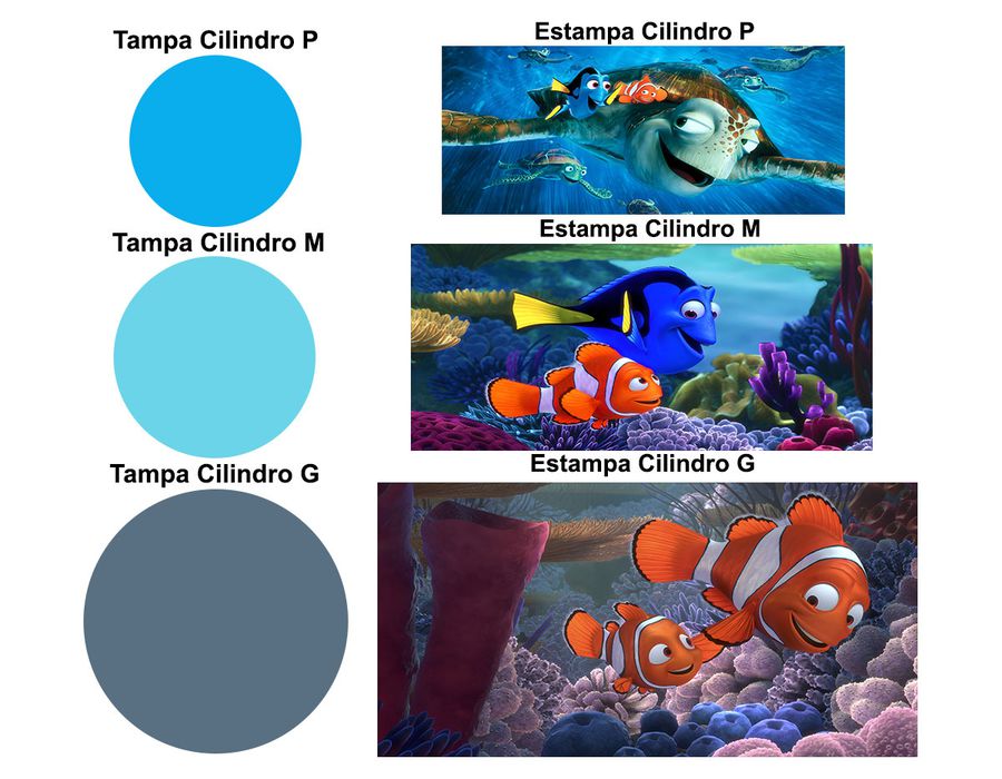 Trio Capas Cilindros + Painel Tema Procurando Nemo Veste Fácil ...