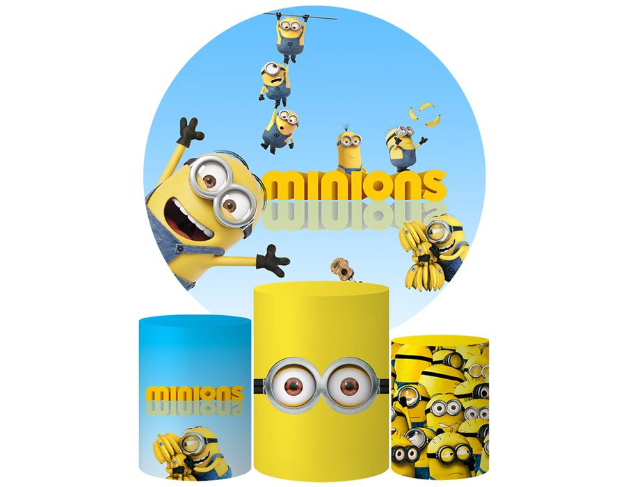Trio Capas Cilindros + Painel Tema Minions Azul Veste Fácil ...