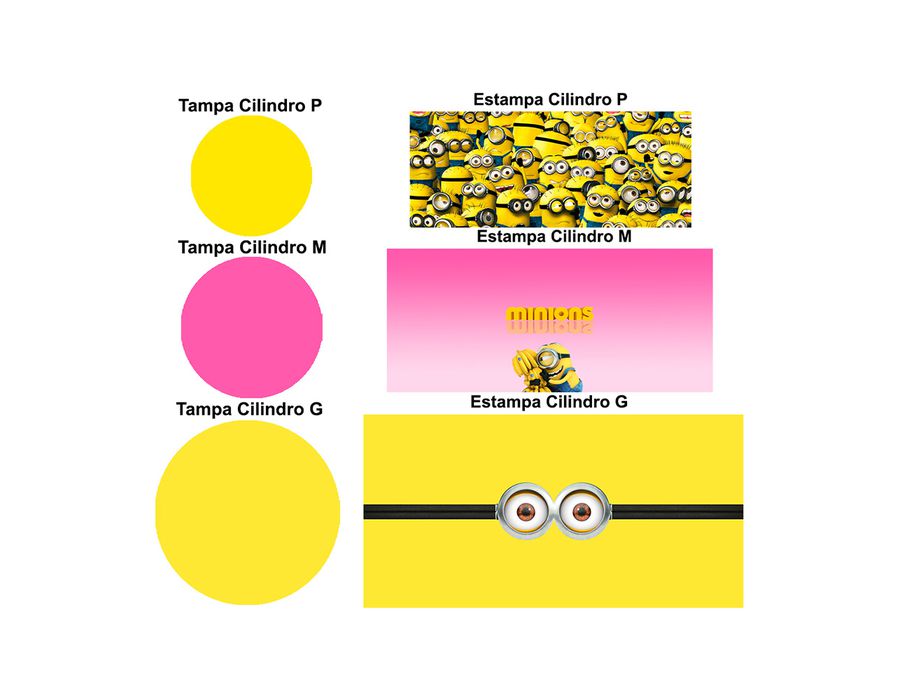 Trio Capas Cilindros + Painel Tema Minions Rosa Veste Fácil ...