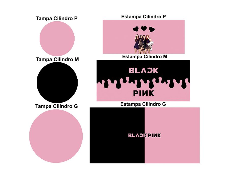Trio Capa Cilindro + Painel Tema Black Pink Veste Fácil | ESTAMPARIA NET