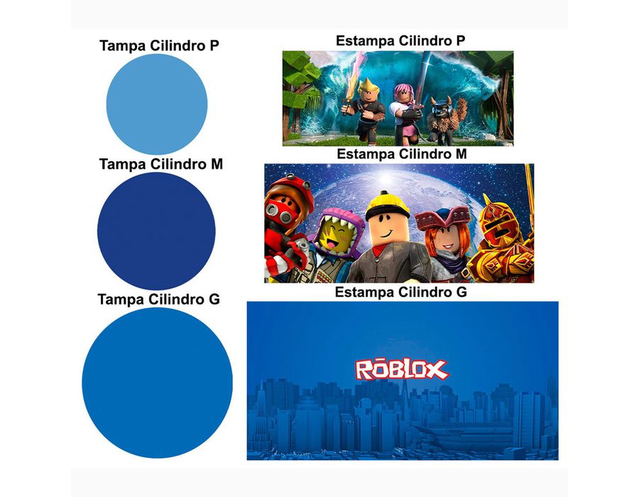 Trio Capa Cilindro + Painel Tema Roblox Azul Veste Fácil | ESTAMPARIA NET