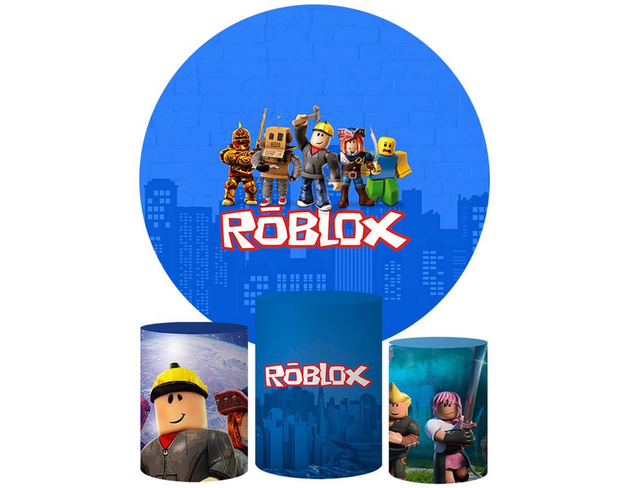 Trio Capa Cilindro + Painel Tema Roblox Azul Veste Fácil | ESTAMPARIA NET