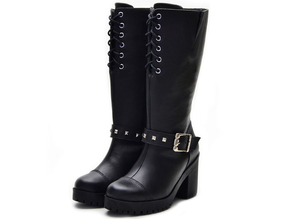 Bota Feminina Cano Alto Dorf Couro Preto o DORF