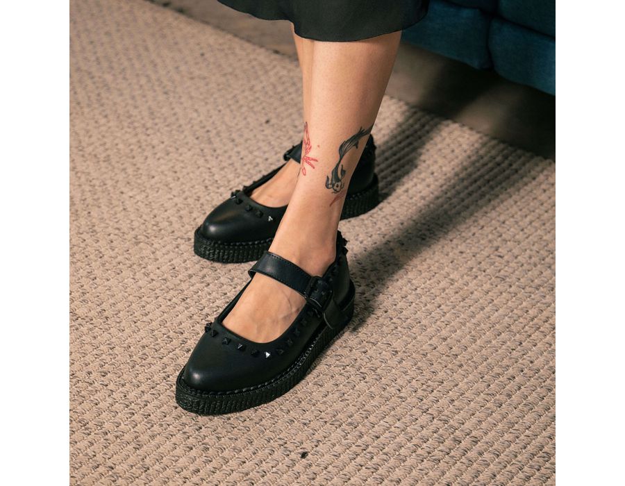 New Creeper Sapatilha Bico Fino Estilo Veggie Morticia Preto | ESTILO ...