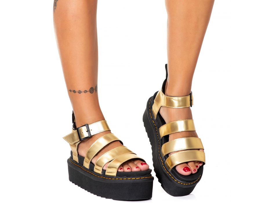 Sandália Estilo Veggie Plataforma Madalena Dourada | ESTILO VEGGIE SHOES