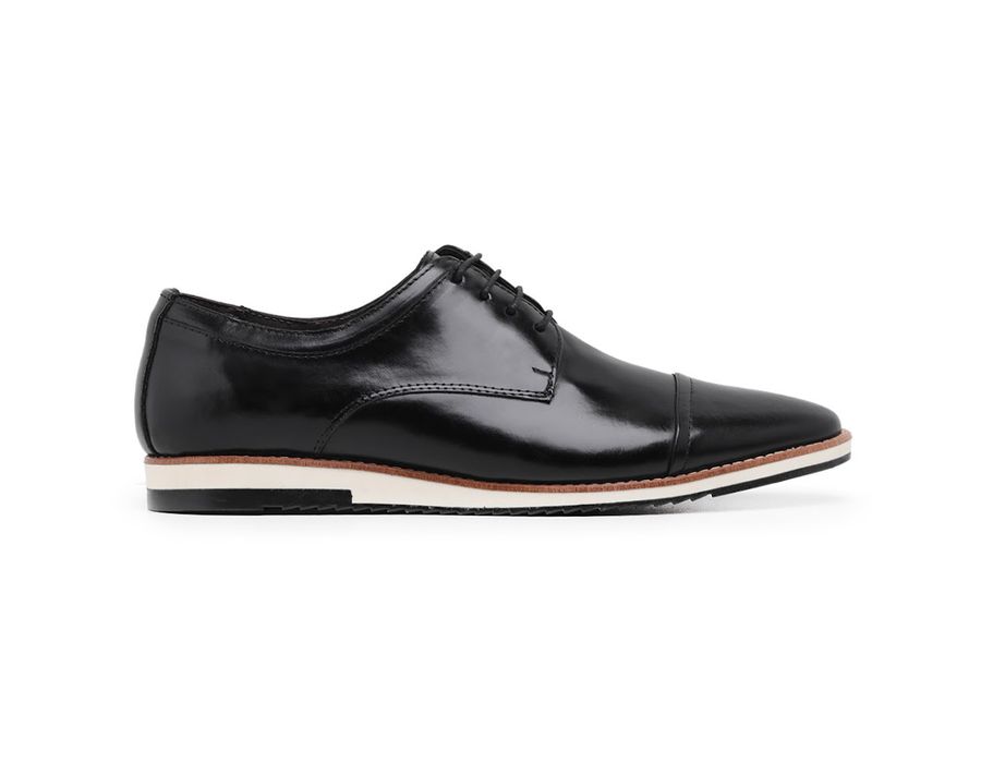 Sapato Casual Masculino Derby Wood Preto | Grife Couro