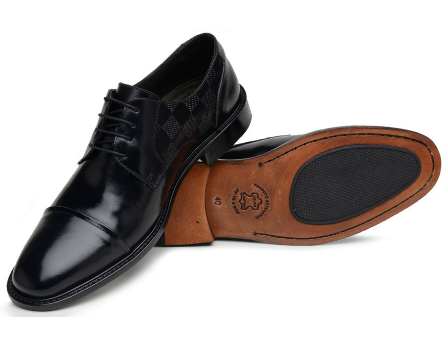 Sapato Social Masculino Derby Square Preto | Grife Couro
