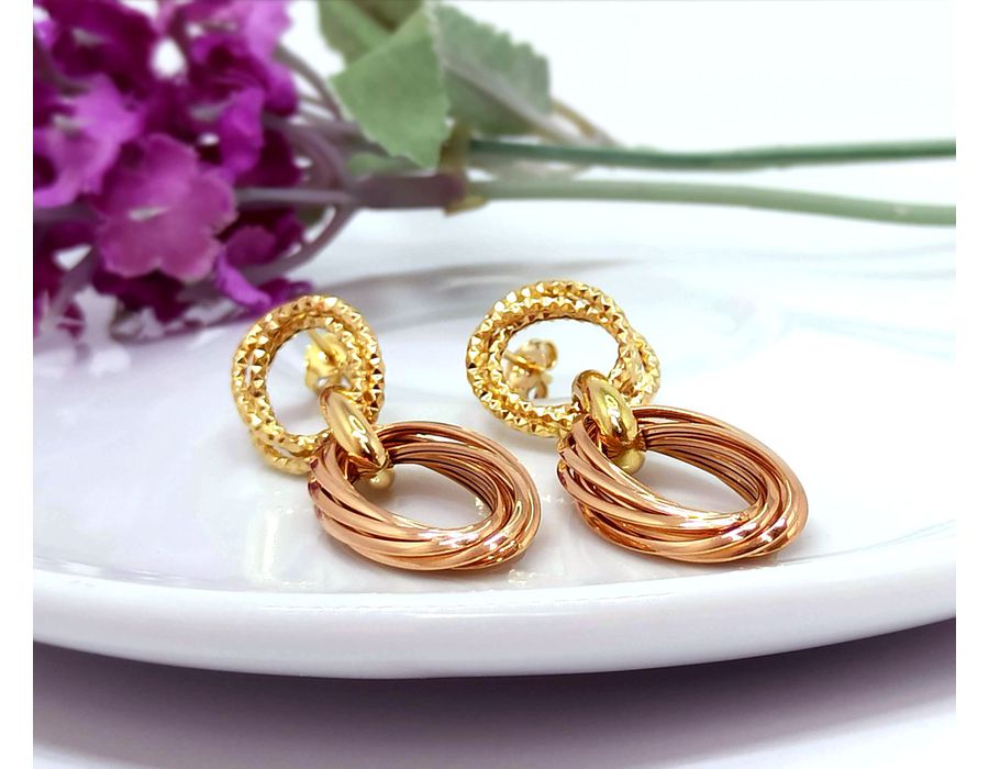 Brinco Redondo com Argolas Ovais em Ouro Rosé | Helder Joalheiros