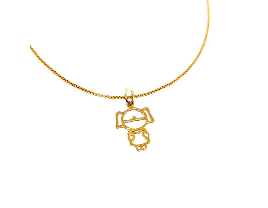 Pingente menina vazada em Ouro 18k | Helder Joalheiros