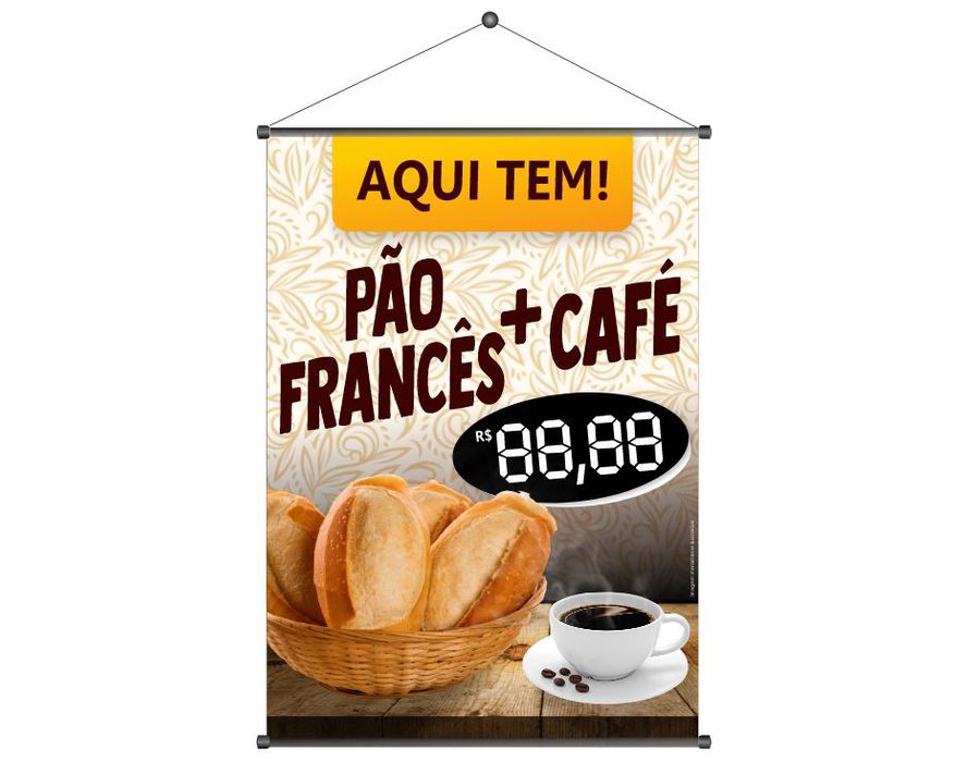 Banner Padaria Pão Francês + Café mod.1 | KRadesivos
