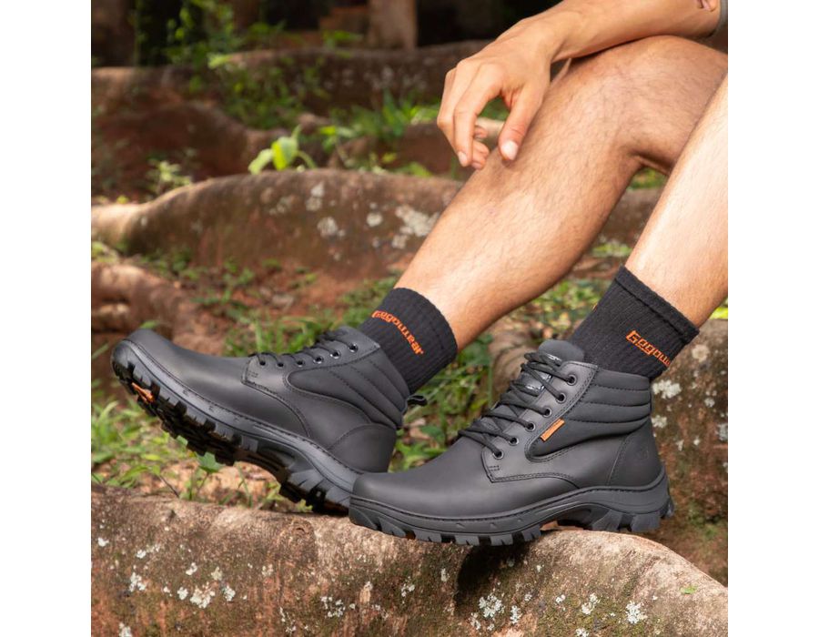 Bota coturno de segurança EPI´s em Couro ref. Picker Preto | LEEFOOT