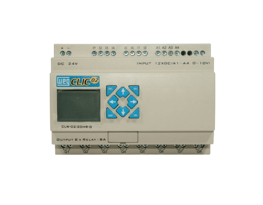 Rele Programável CLP CLIC WEG CLW-02/20HR-D 3RD DC24V 12 Entradas 8 ...