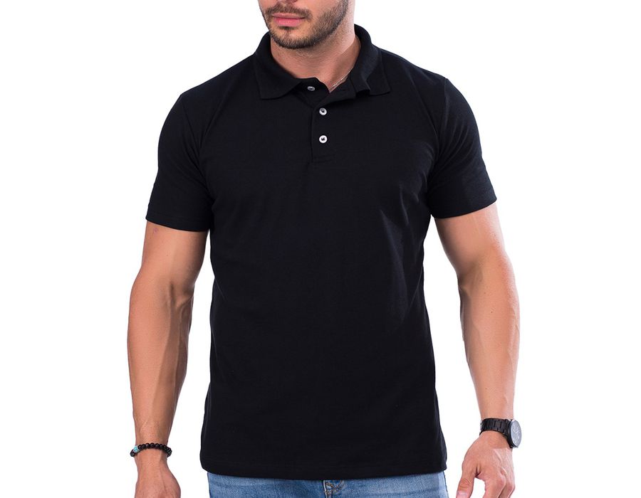 Camiseta Polo Masculina Algodão Básica Lisa Premium - Preta | NINE4 STORE