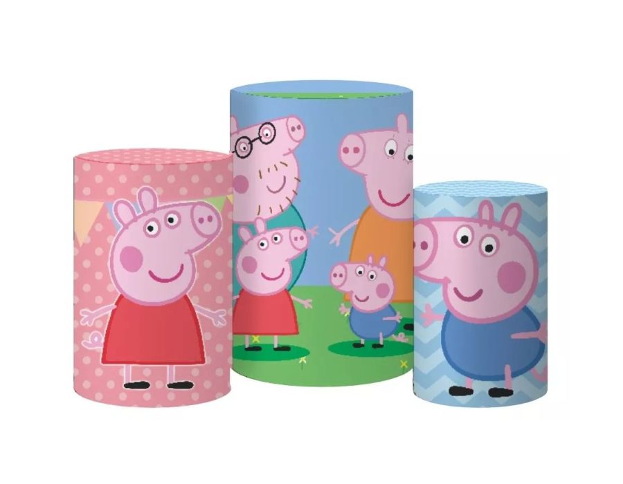 Trio Capas Cilindros Sublimados Tema Peppa pig 390 | Painel Festivo