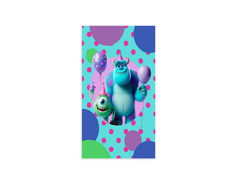 Capa Painel Retangular Sublimado Tema Monstros SA IA 5011 | Painel Festivo