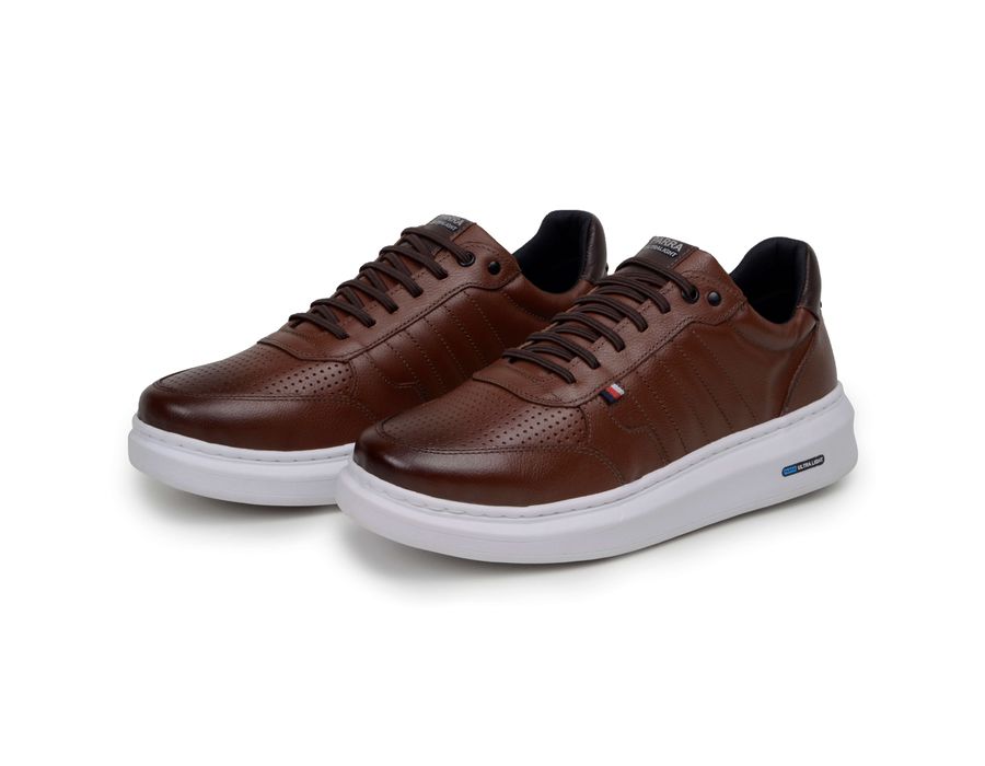 Sapatenis Moderno Detalhado Masculino Em Couro 100% Legitimo Leve ...