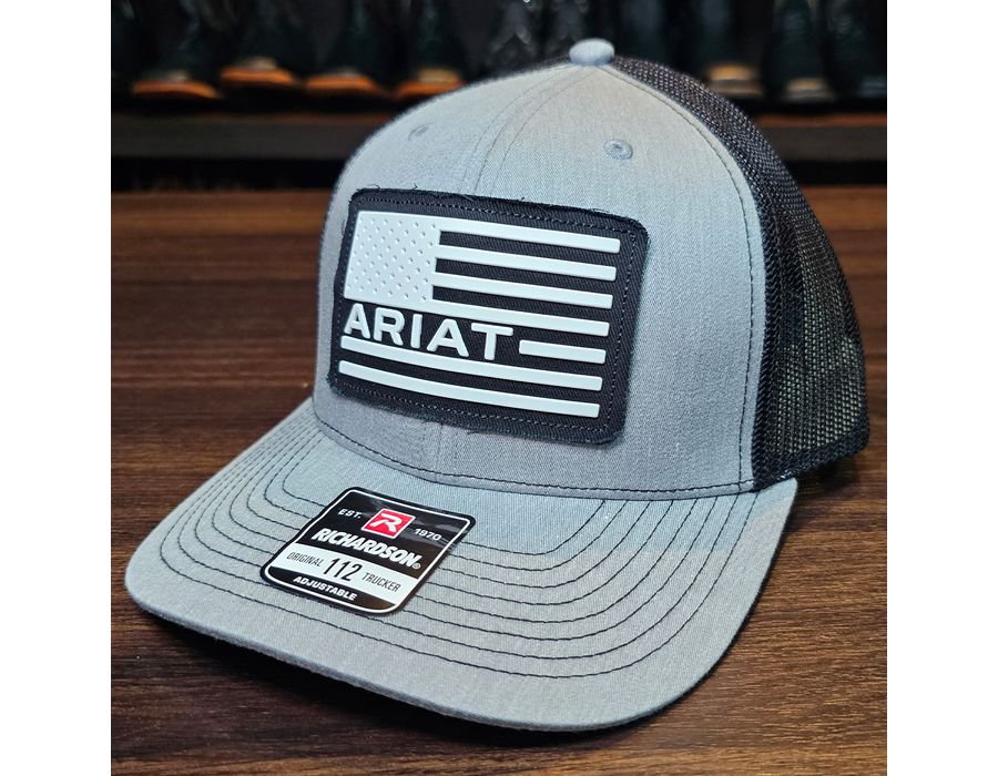 Boné Ariat Cinza Logo USA Preta & Branca | PROTEC HORSE - A LOJA DOS ...