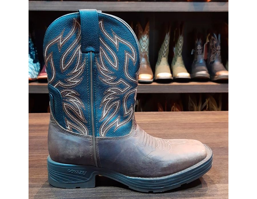 Bota Goyazes Masculino 213001- CJ DALLAS TABACO COURO MUSTANG PRETO ...