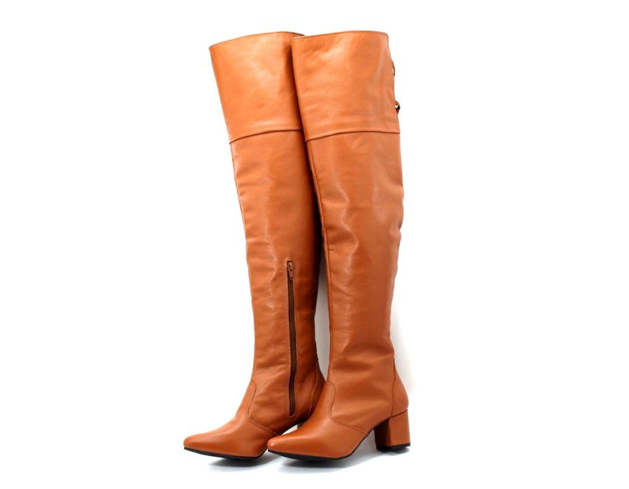 Botas Femininas Over The knee Lirom Em Couro Legitimo Caramelo ...