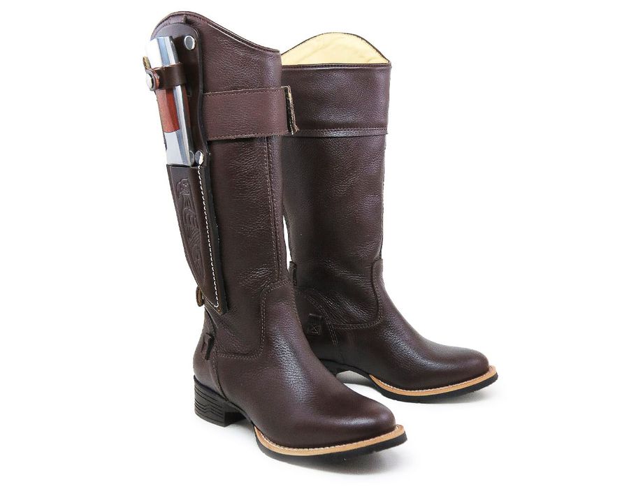 Bota Montaria Feminina Couro Floater Chocolate com Faca Acoplada ...