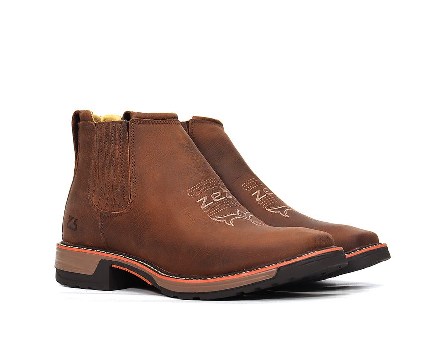 Botina Zebu Original 93020 Gel Bordada Couro Terra | Store Country