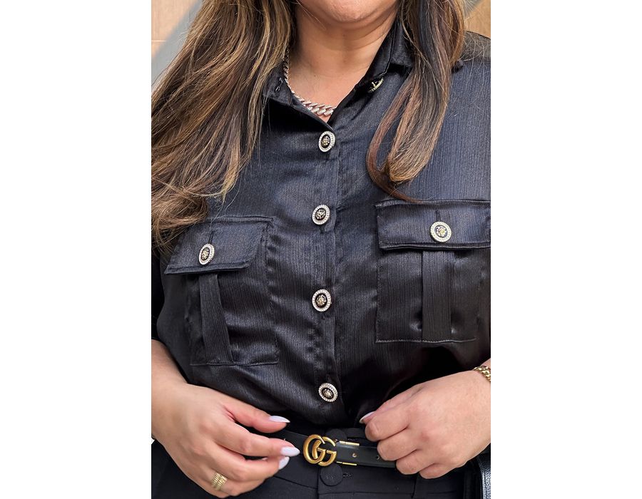 Camisa Lavínia Black | TAMTAUM PLUS SIZE FASHION