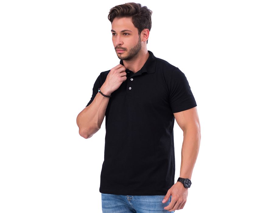 Camisa Polo Masculina Preta | Tech Malhas