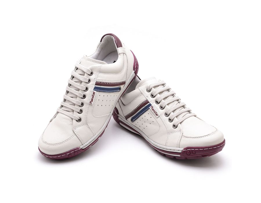 Sapatênis Casual Masculino Gelo e Bordô | Top Franca Shoes | Calçados ...