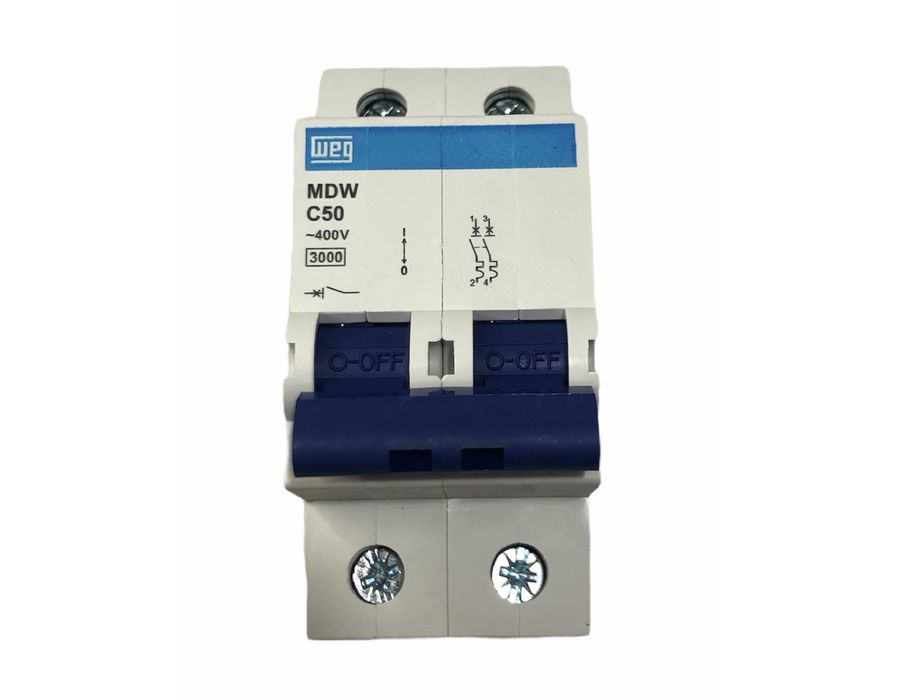 Disjuntor Bipolar Weg 50a Curva C 3ka MDW-C50-2 | MAQPART