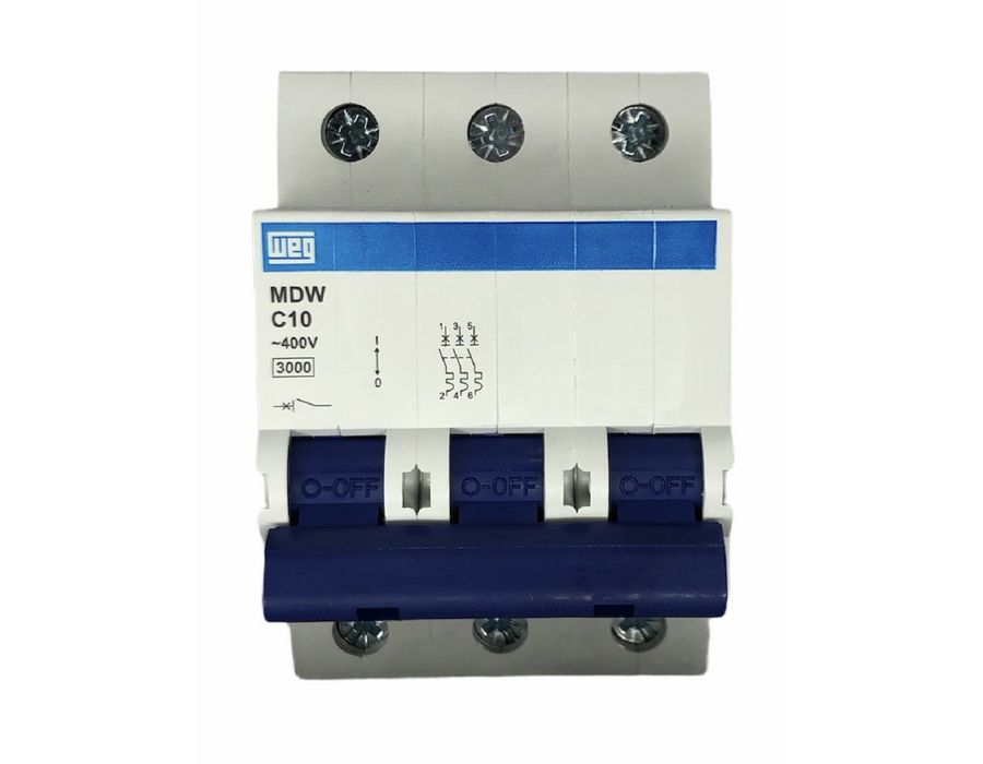 Disjuntor Tripolar Weg Din 10a Curva C 3KA MDW-C10-3 | MAQPART
