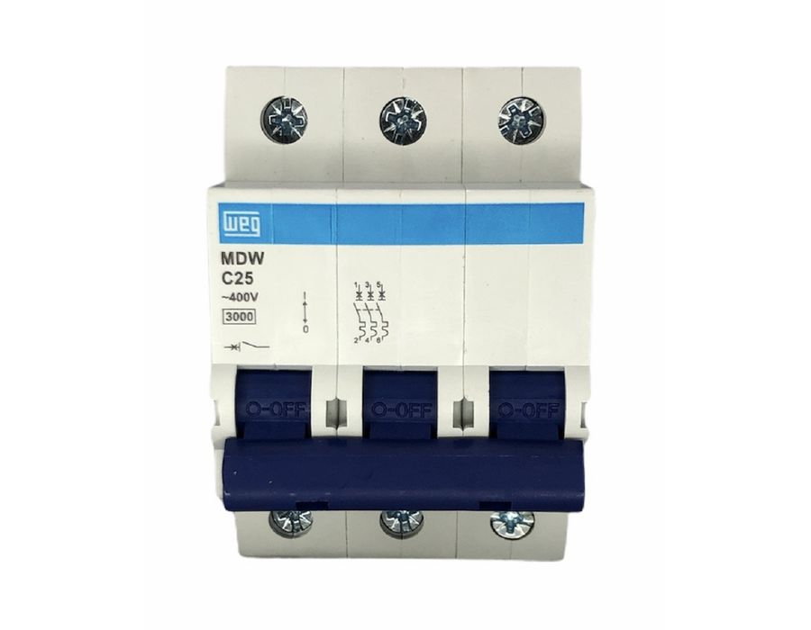 Disjuntor Tripolar Weg 25a Curva C 3KA Mdw-c25-3 | MAQPART