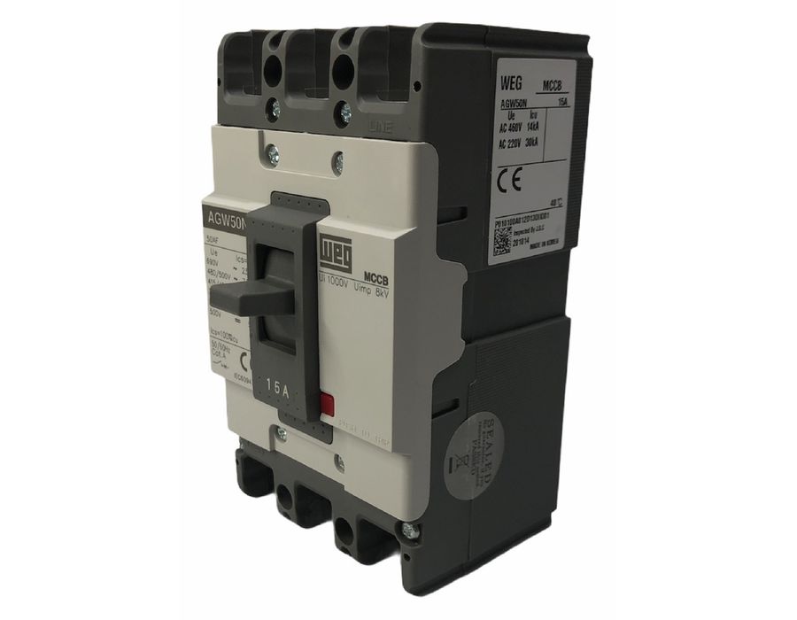 Disjuntor Caixa Moldada 15a Weg Agw50n-dx15-3 (30ka 220v) | MAQPART
