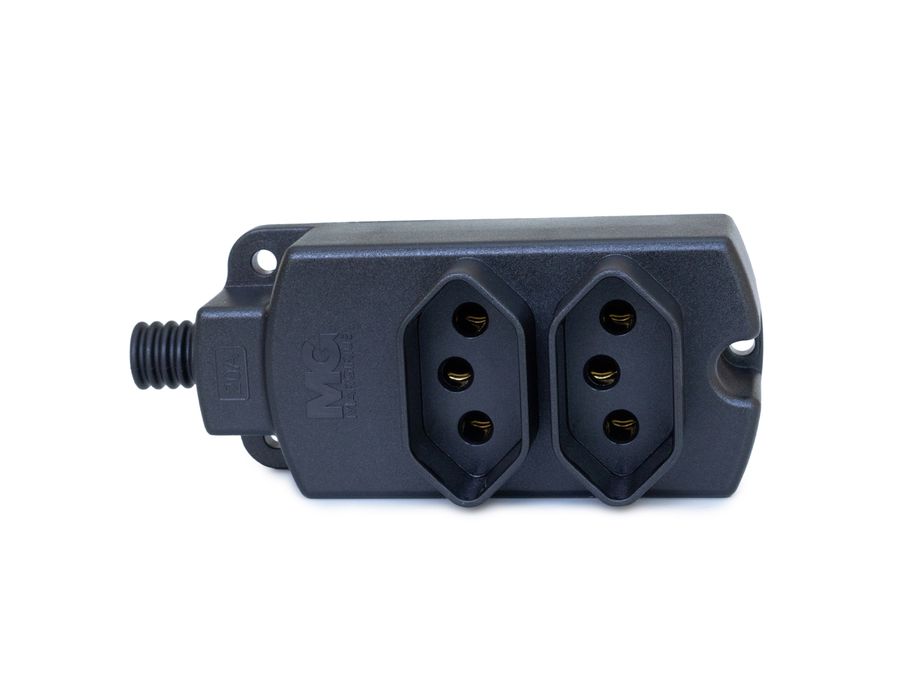 Tomada Múltipla 2 Tomadas 2P+T 20A Preto- Margirius | MAQPART