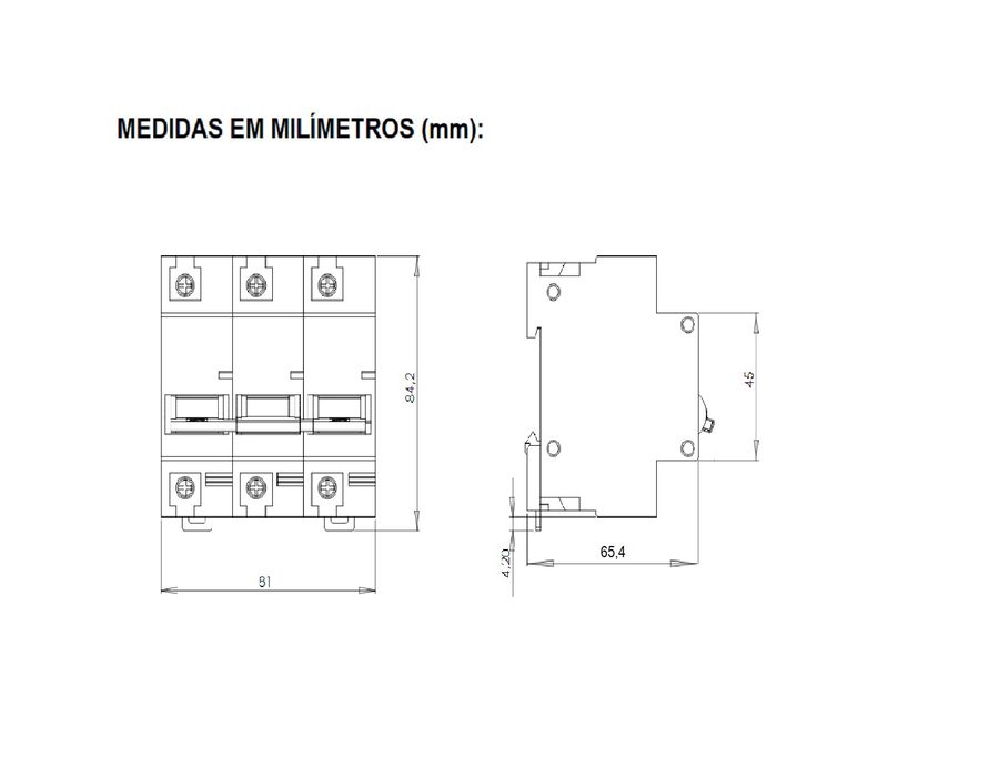 Disjuntor Trifasico Weg Din 70a Curva C 440vca 3ka Mdw-c70-3 | MAQPART