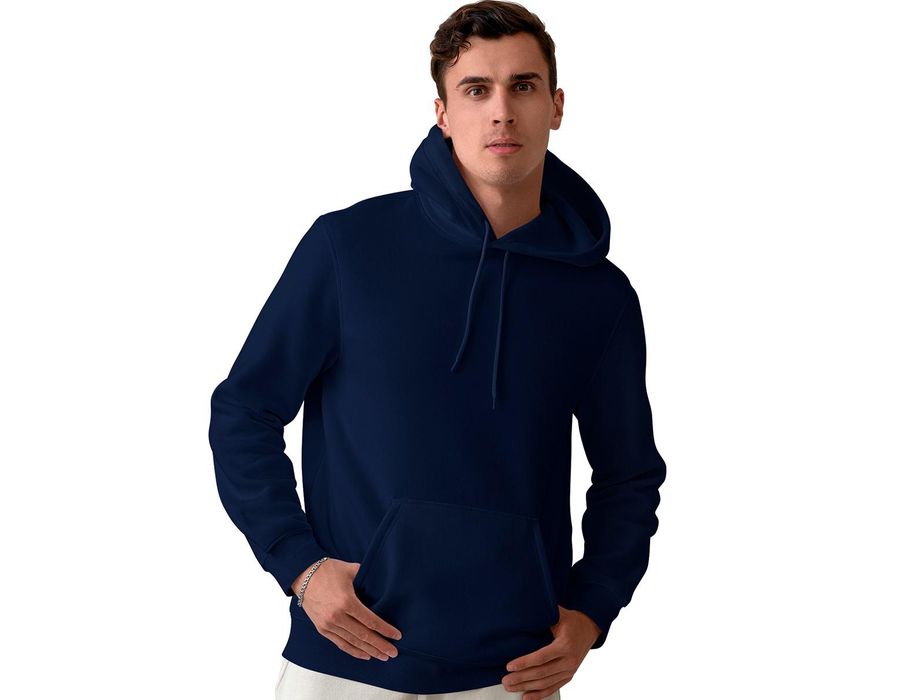 Moletom Masculino Azul Marinho Básico Flanelado Com Capuz e Bolso ...