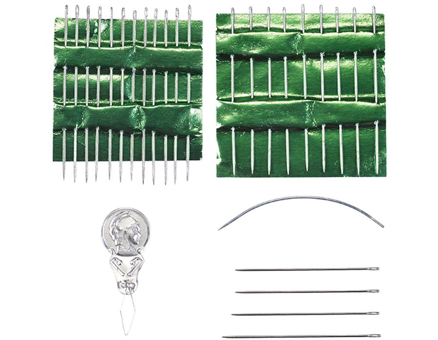 Kit Agulha Mão Agulheiro Costura com Agulhas Variadas e Curva e ...