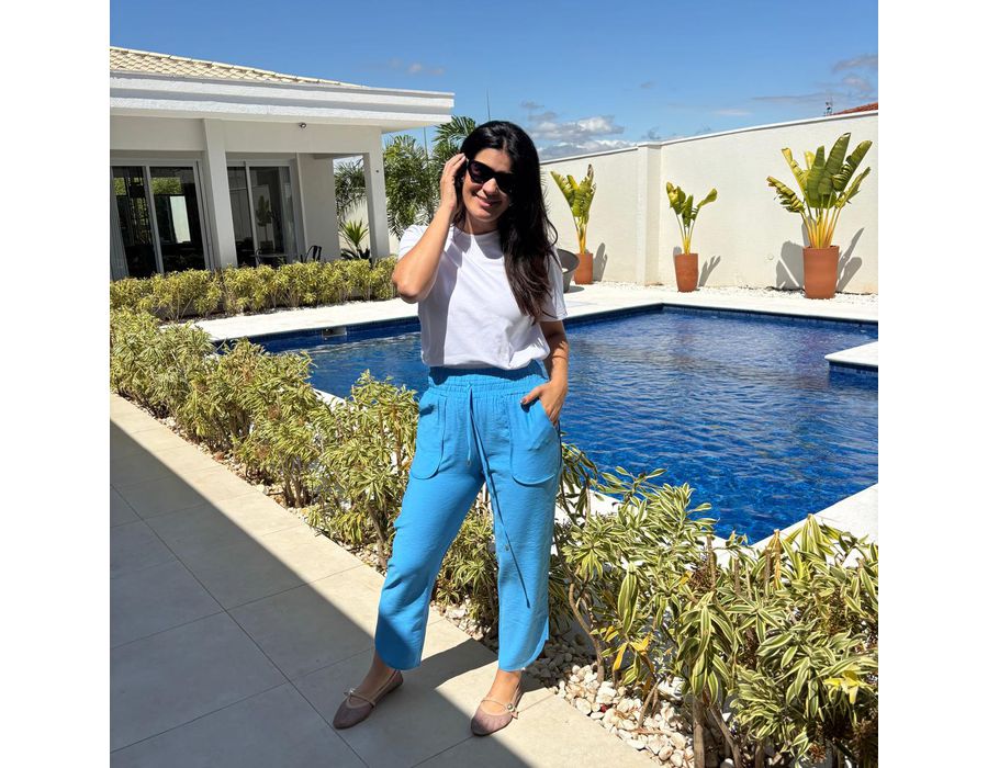 Calça Feminina Sarja Marante - Azul Bebê | XICA STORE