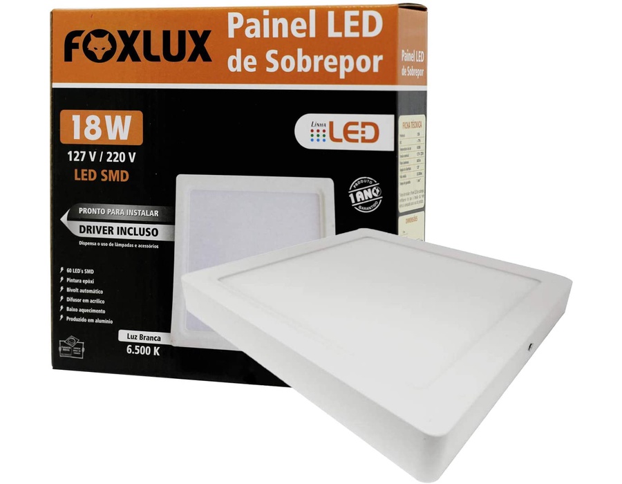 Painel LED de Sobrepor Quadrado 18W Bivolt - FOXLUX-LED9067 | Bignotto ...