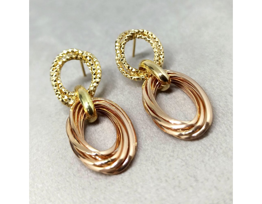 Brinco Redondo com Argolas Ovais em Ouro Rosé | Helder Joalheiros