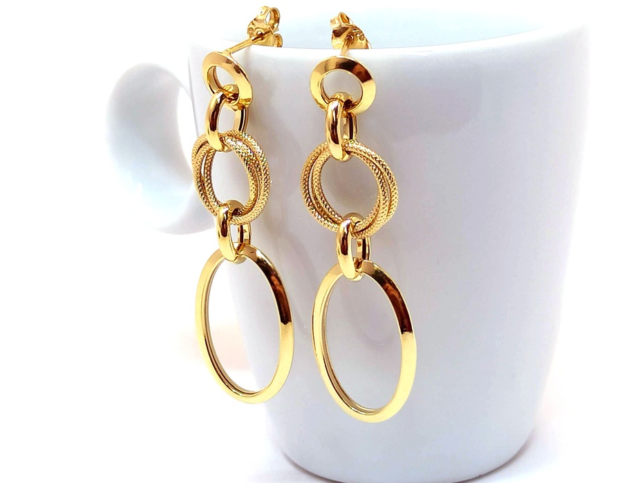 Brinco 3 Argolas Trabalhadas e Ovais | Helder Joalheiros