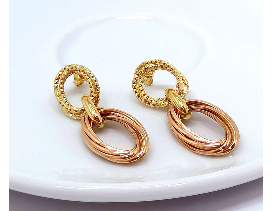 Brinco Redondo com Argolas Ovais em Ouro Rosé | Helder Joalheiros