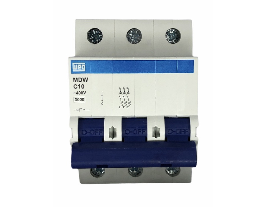 Disjuntor Tripolar Weg 10a Curva C 3KA MDW-C10-3 | MAQPART