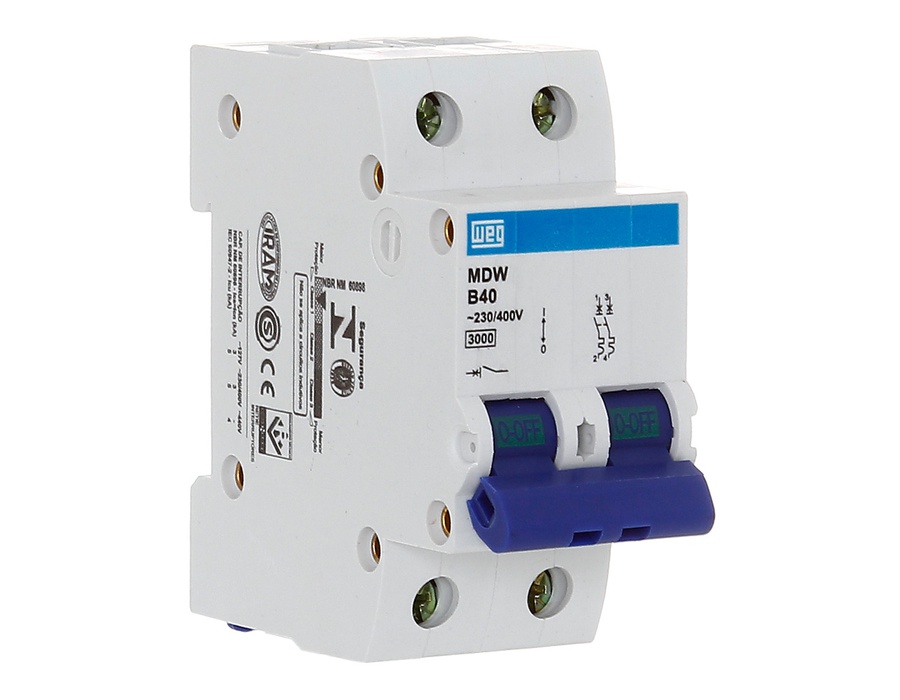 Disjuntor Bipolar Weg 40a Curva B 3ka MDW-B40-2 | MAQPART