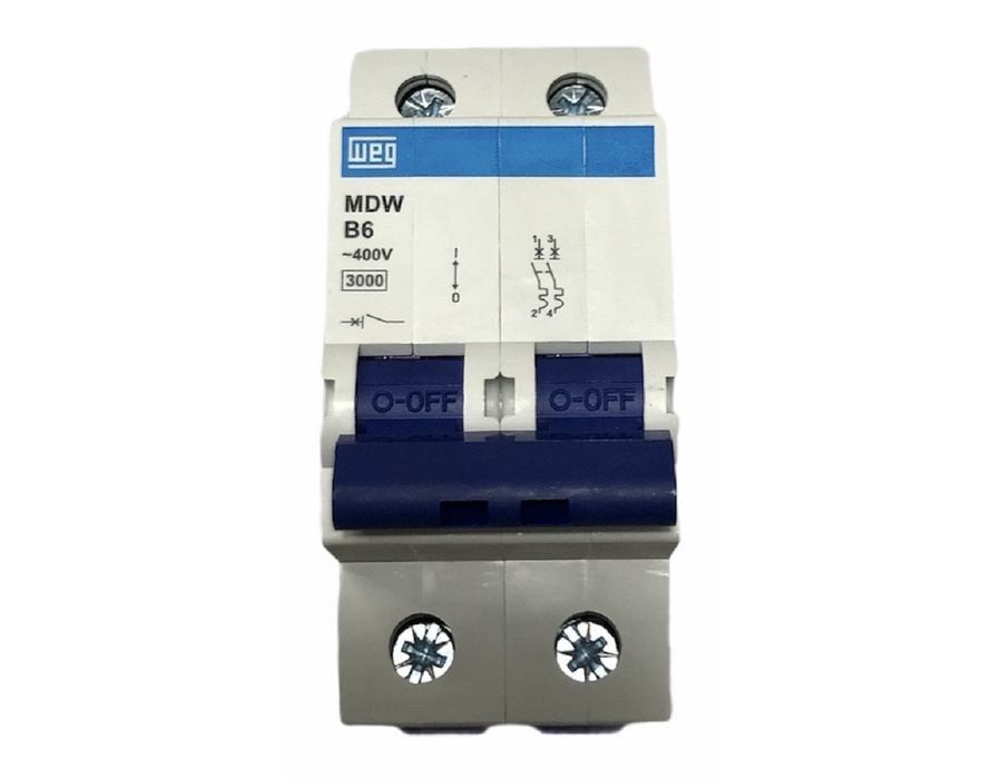 Disjuntor Bipolar Weg 6a Curva B 3ka Mdw-b6-2 | MAQPART