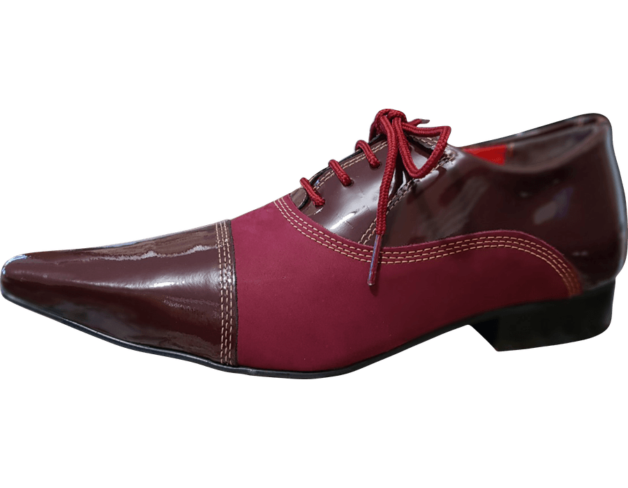 Sapato Masculino Italiano Couro Verniz e Nobuck Vinho Ref: 667 | Art ...
