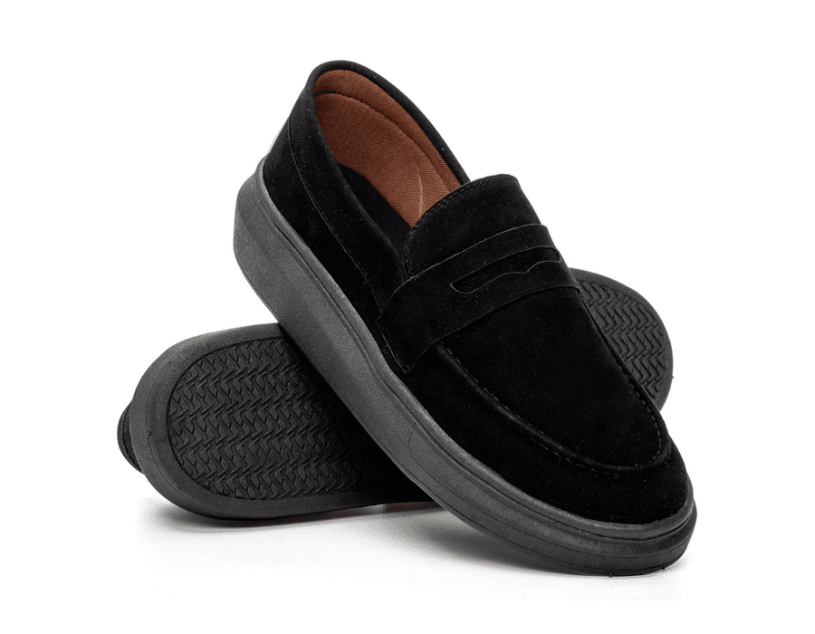Mocassim Masculino Sola Alta Macio Loafer Derby - Preto/Preto ...