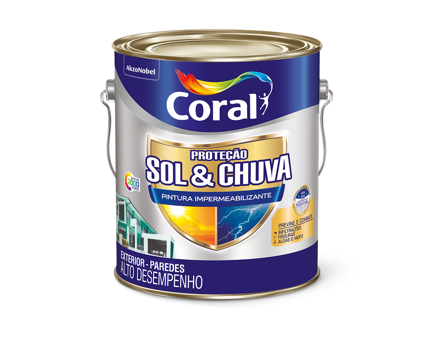 Tinta Coral Impermeabilizante Fosco Proteção Sol & Chuva Branco Premium ...